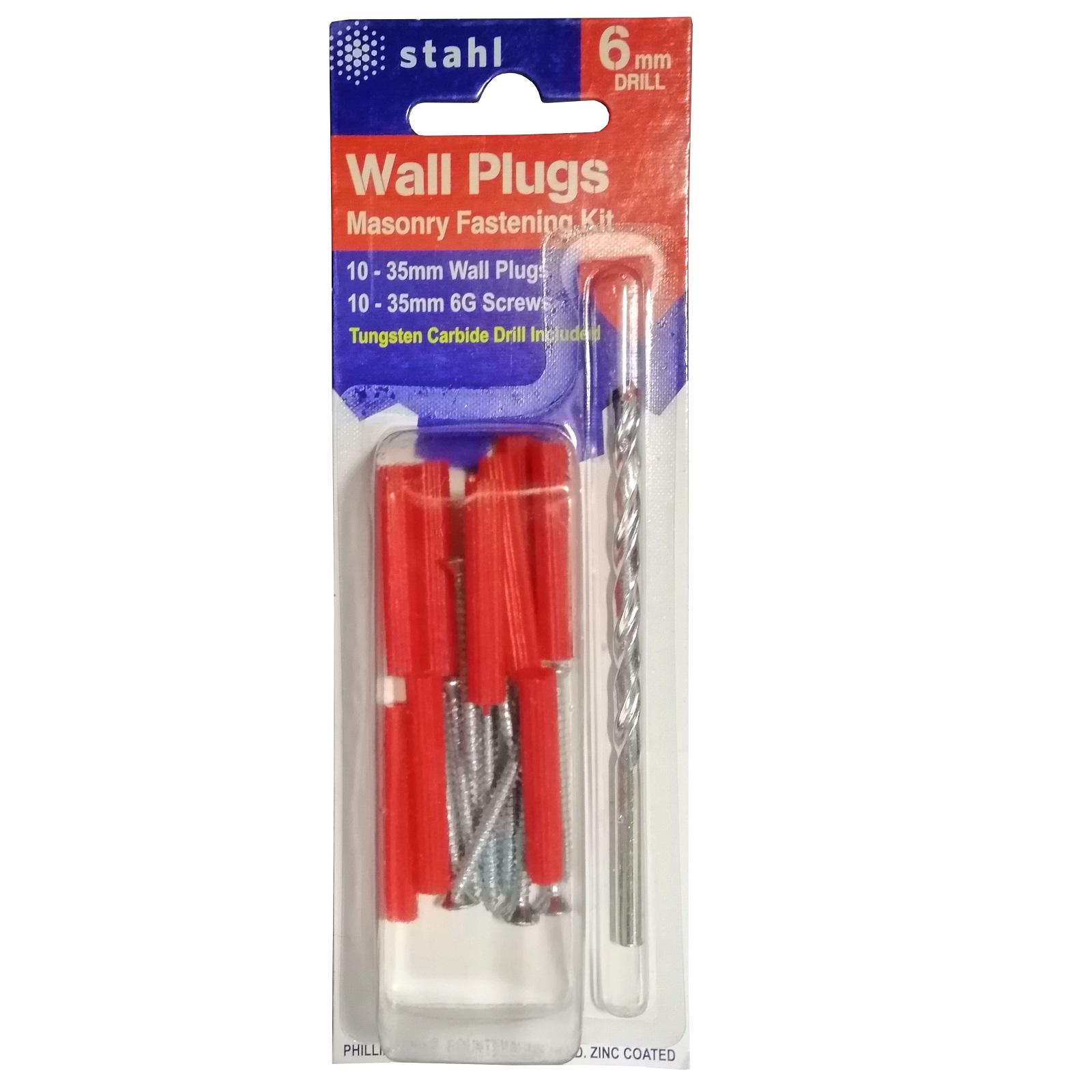 STAHL Masonry Kit 6mm Drill with 35mm Red Wall Plugs | Stahl Products